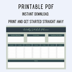 Weekly Planner Spreadsheet & Printable, Minimalist Weekly Schedule ...