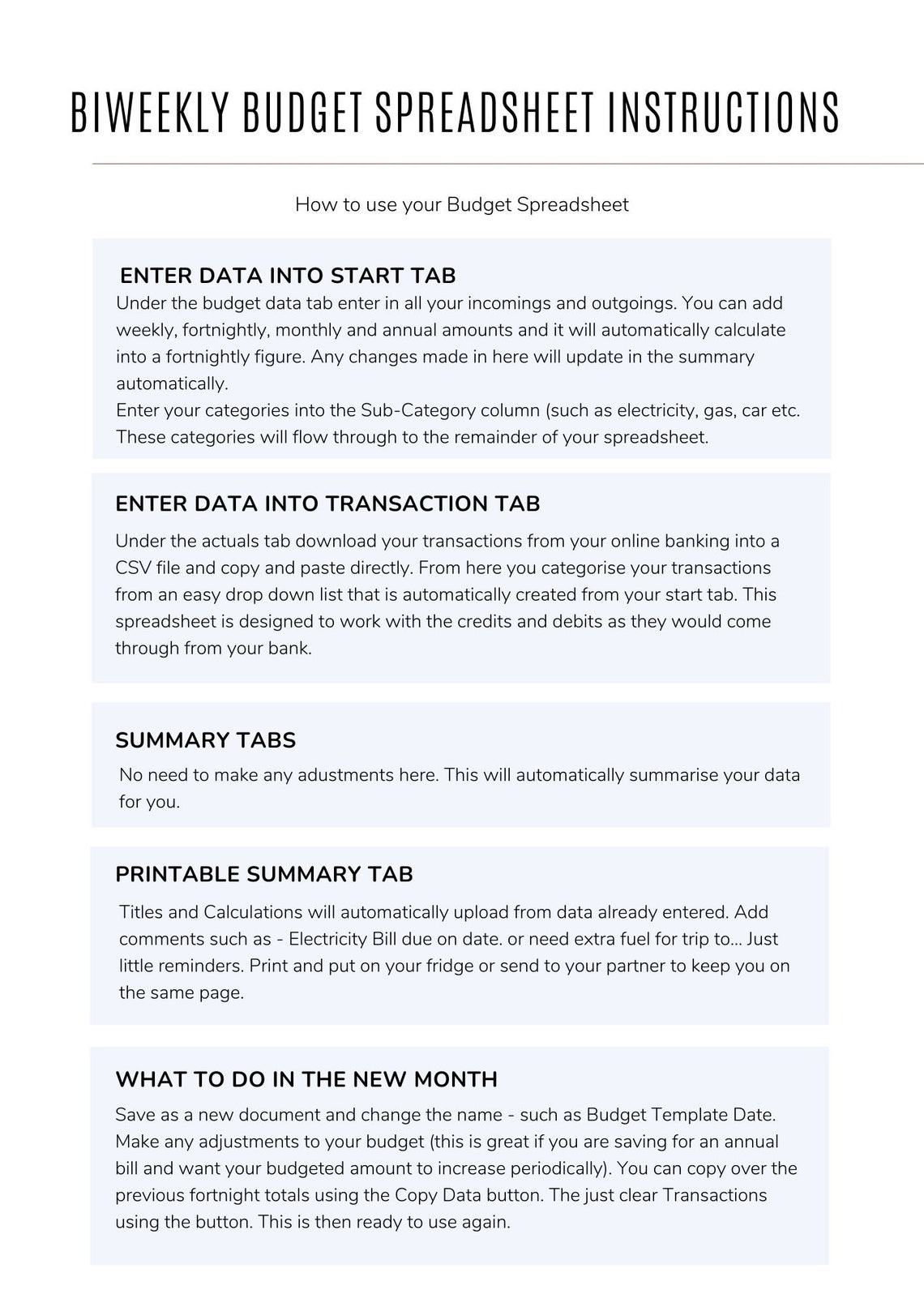 Excel Budget Spreadsheet Template Biweekly Budget Spreadsheet Template ...