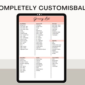 Editable and Printable Master Grocery List Spreadsheet, Grocery Planner ...