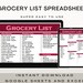 Editable and Printable Master Grocery List Spreadsheet, Grocery Planner ...