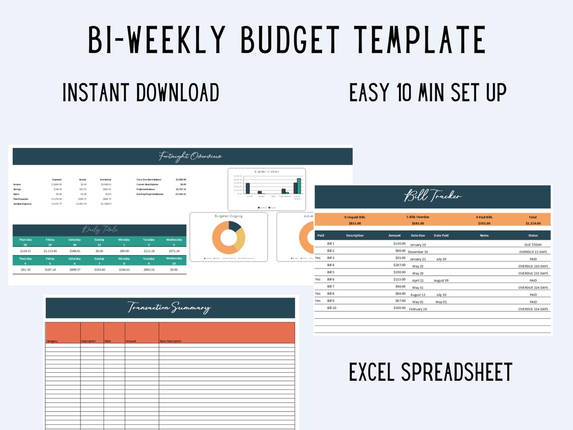 Excel Budget Spreadsheet Template Biweekly Budget Spreadsheet Template ...