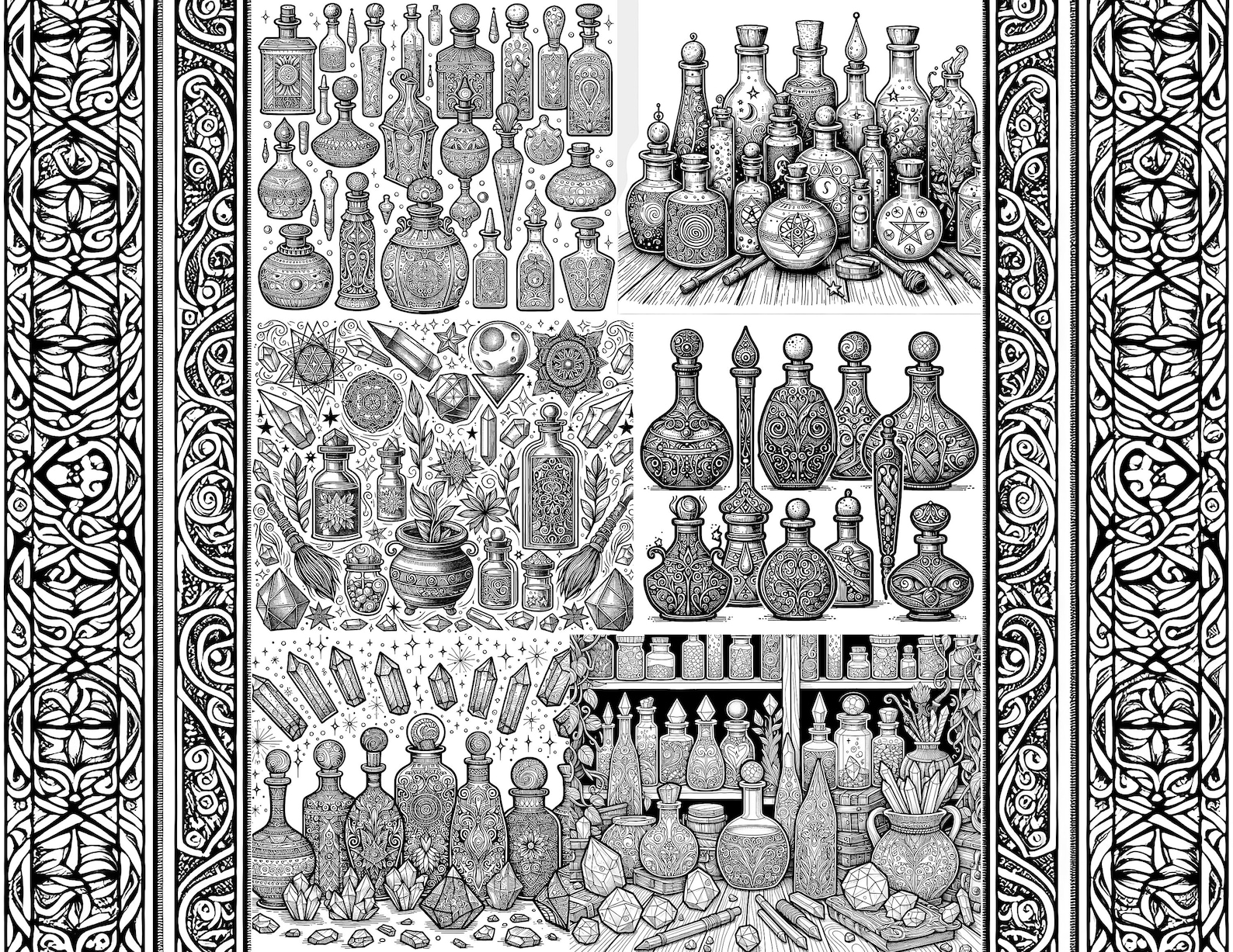 30 Magic Potions Coloring Pages to Print, Potion Bottles Anti-stress ...