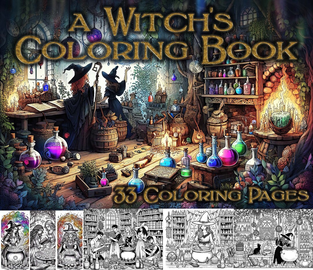 A Witch's Coloring Book, 33 Coloring Pages About Witches and Witchcraft ...
