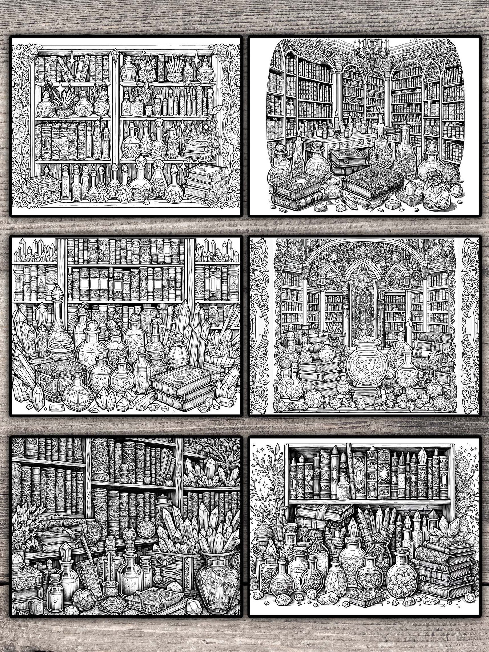 30 Mystical Witches Libraries Coloring Pages for Adults & Teens ...