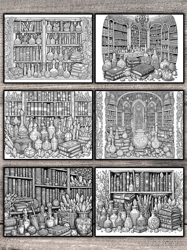30 Mystical Witches Libraries Coloring Pages for Adults & Teens ...