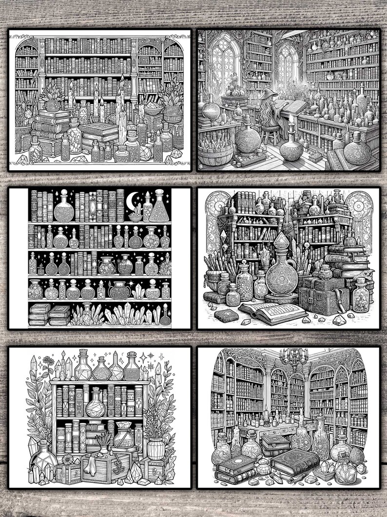 30 Mystical Witches Libraries Coloring Pages for Adults & Teens ...