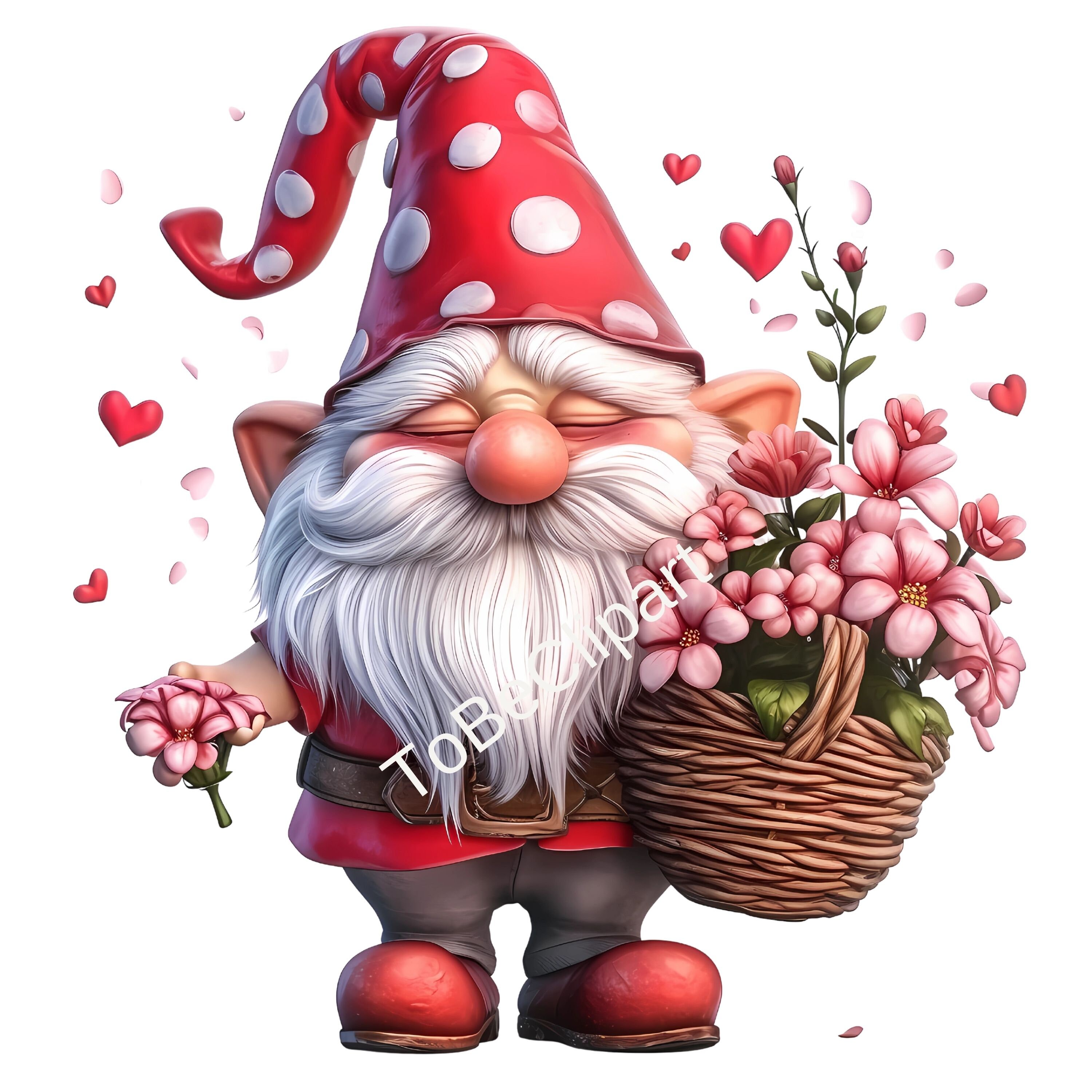 16 PNG Gnomes Clipart, Valentines Day Clipart, Watercolor Clipart ...