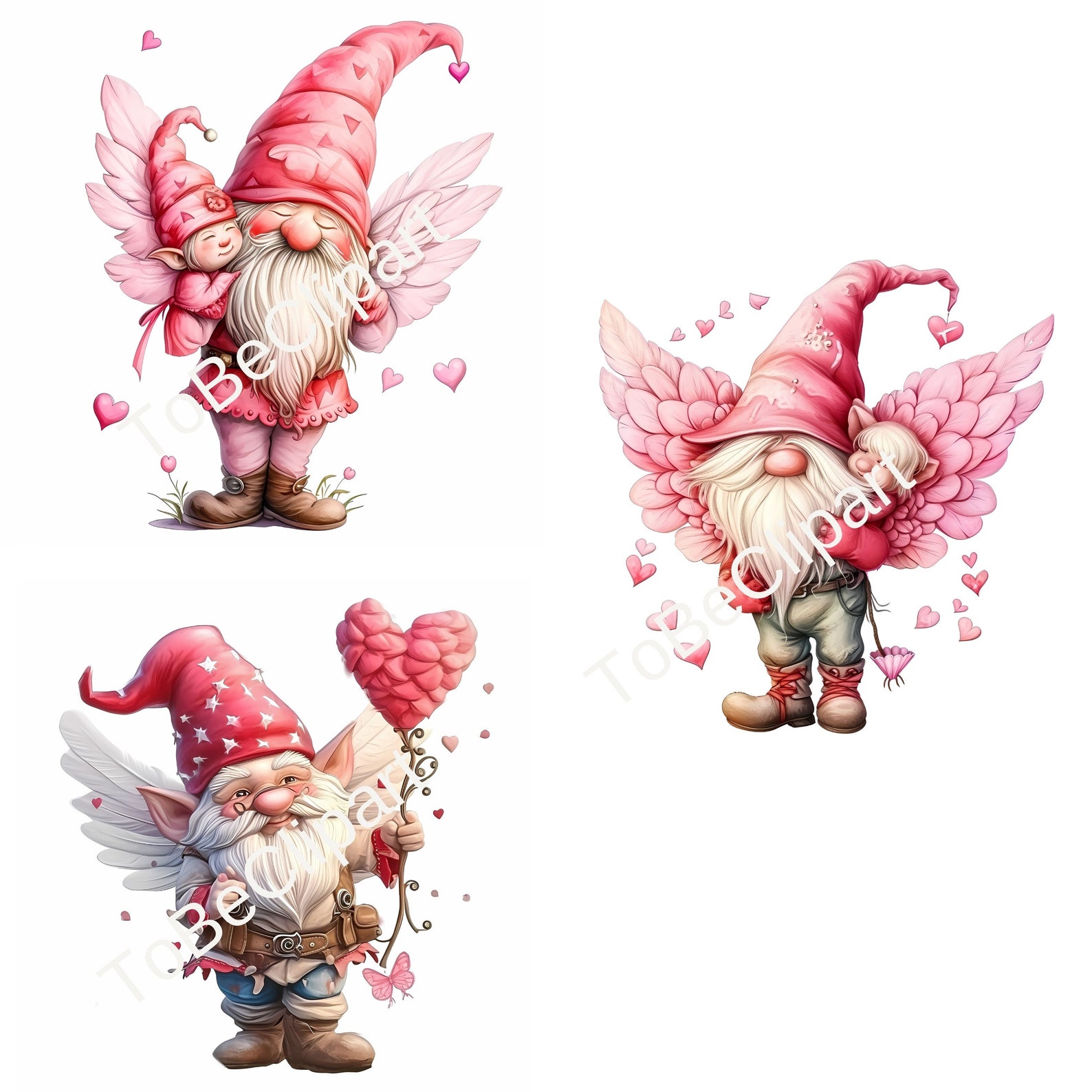 30 PNG Gnomes Clipart, Valentines Day Clipart, Watercolor Clipart ...