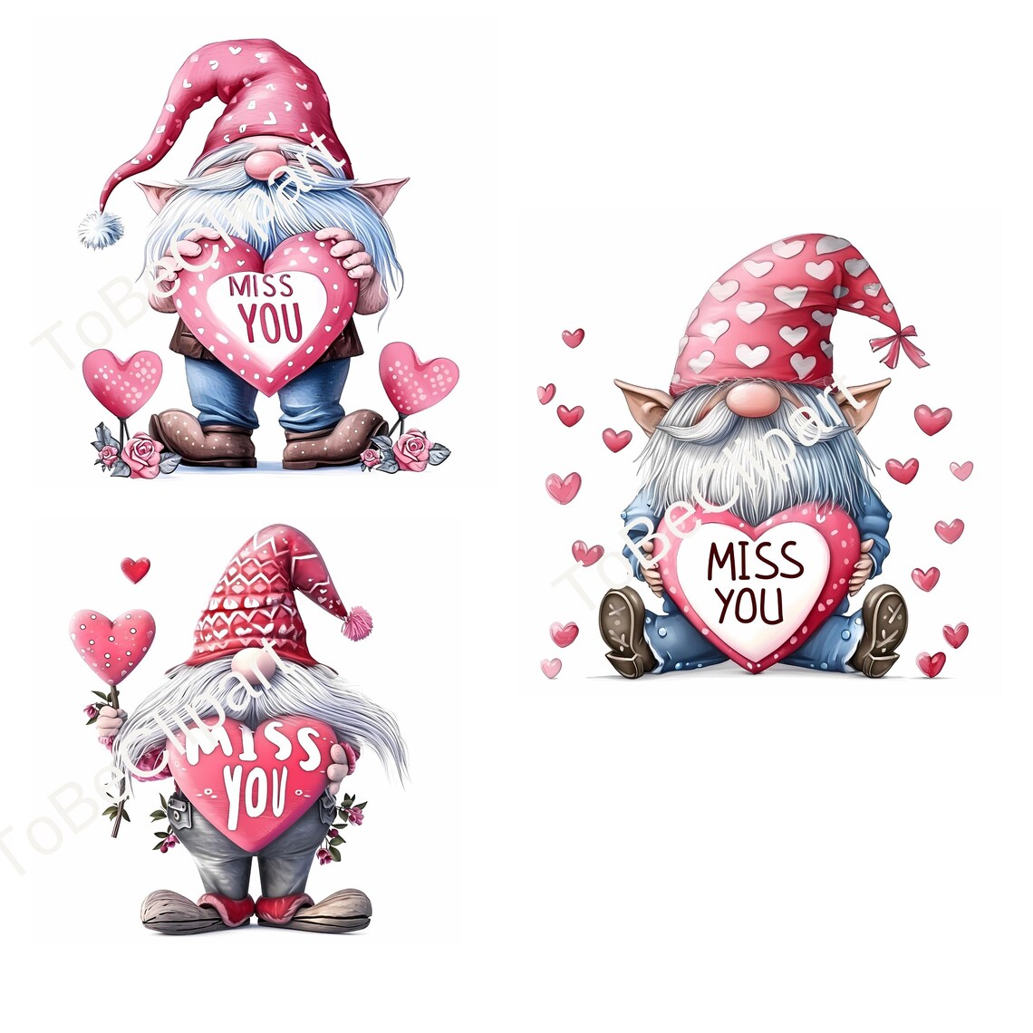 30 PNG Gnomes Clipart, Valentines Day Clipart, Watercolor Clipart ...