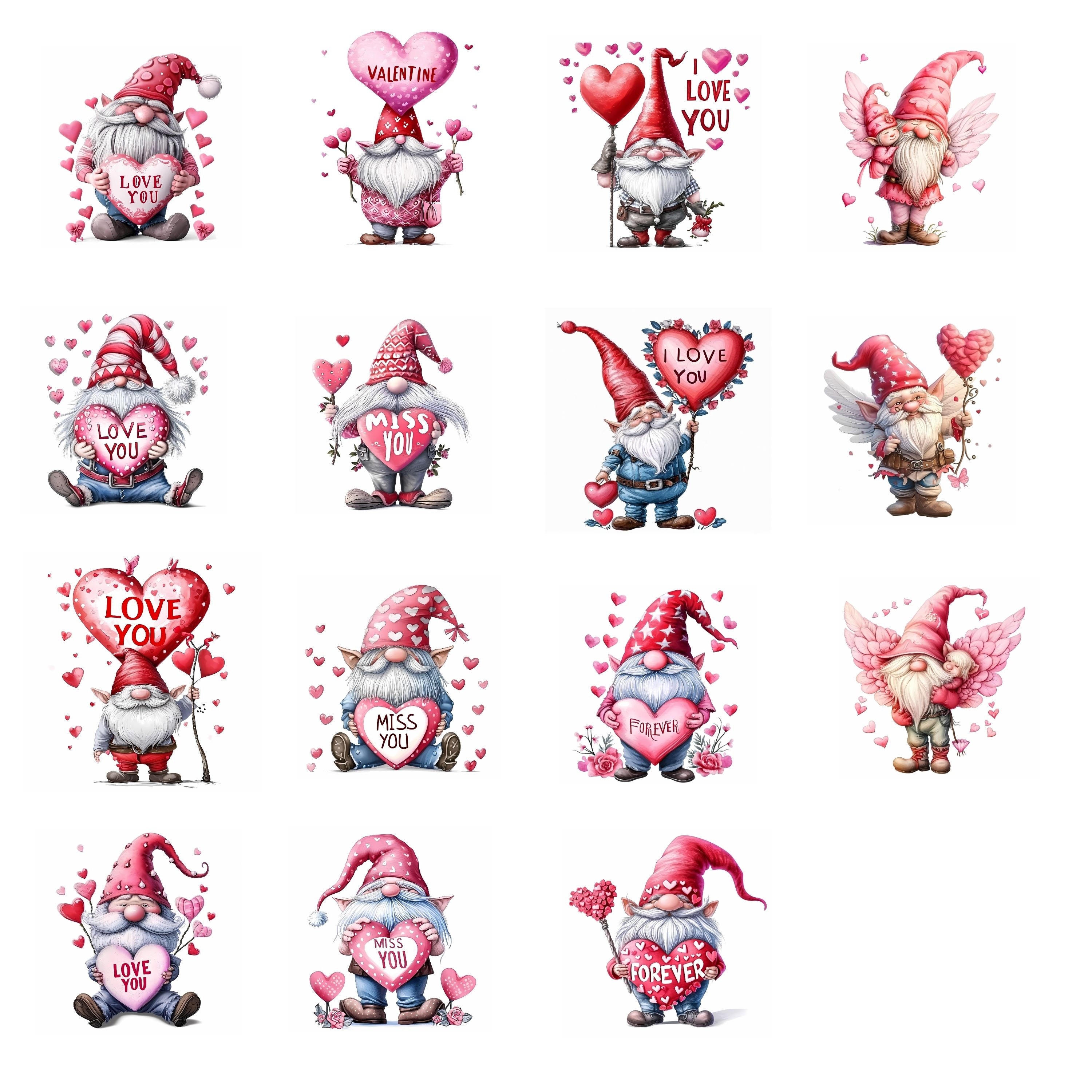 30 PNG Gnomes Clipart, Valentines Day Clipart, Watercolor Clipart ...