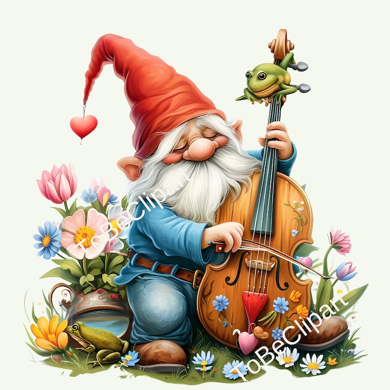 25 PNG Gnomes Clipart, Musical Clipart, Watercolor Clipart, Fantasy ...