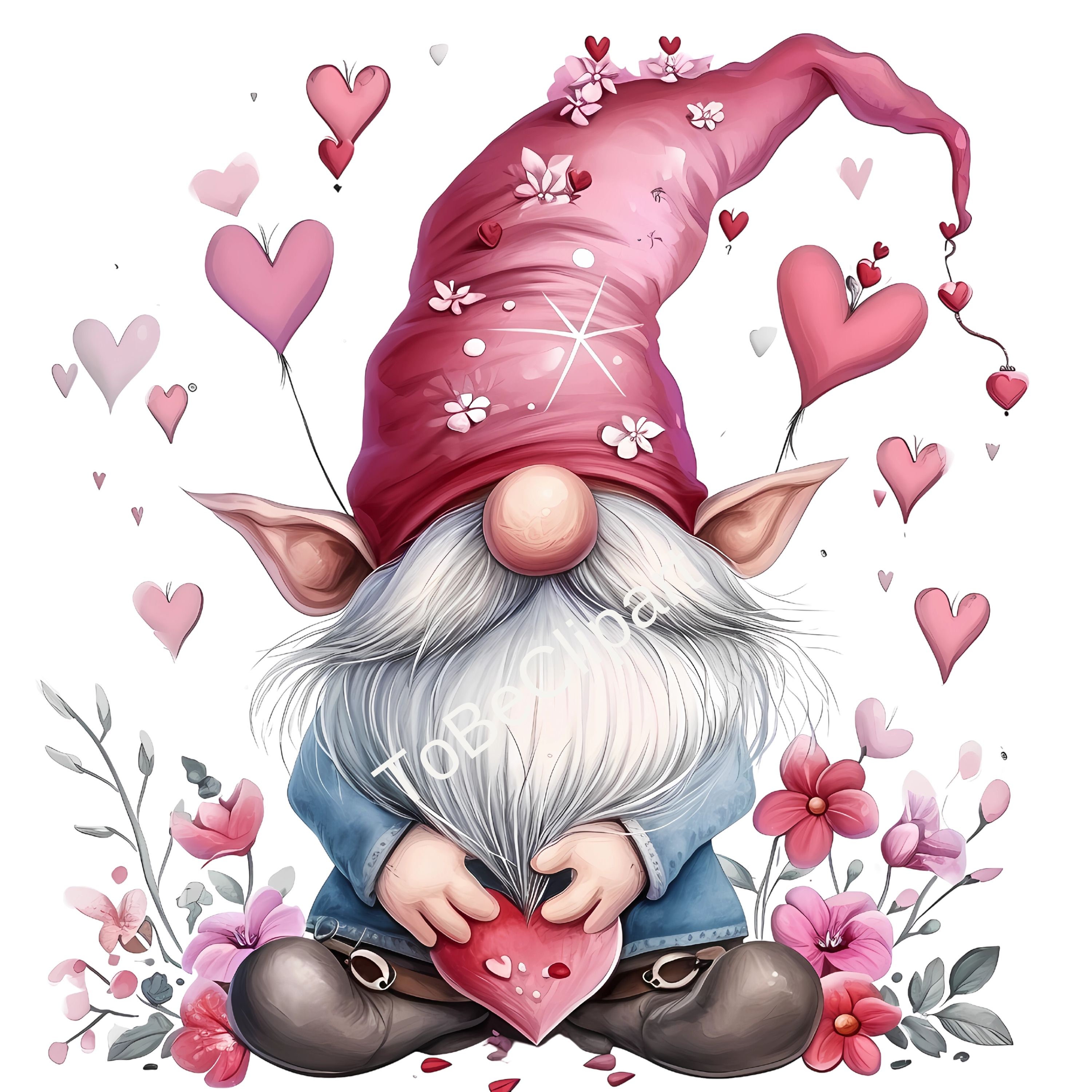 18 PNG Gnomes Clipart, Valentines Day Clipart, Watercolor Clipart ...