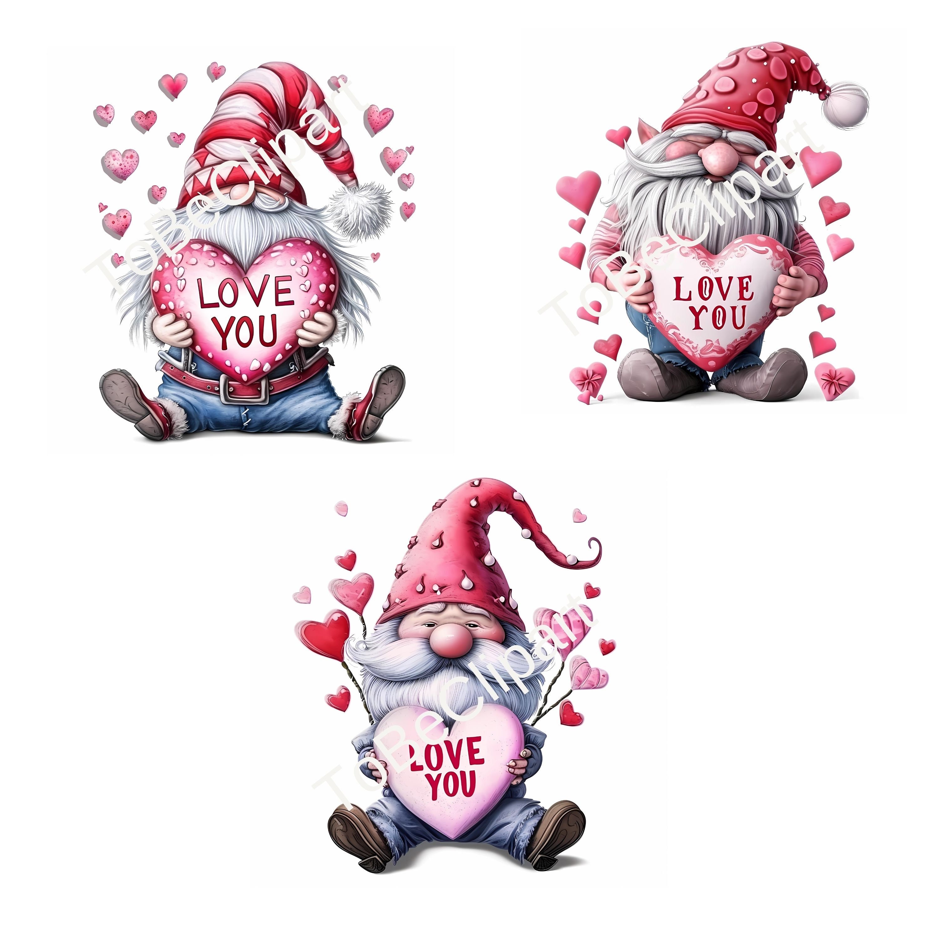30 PNG Gnomes Clipart, Valentines Day Clipart, Watercolor Clipart ...