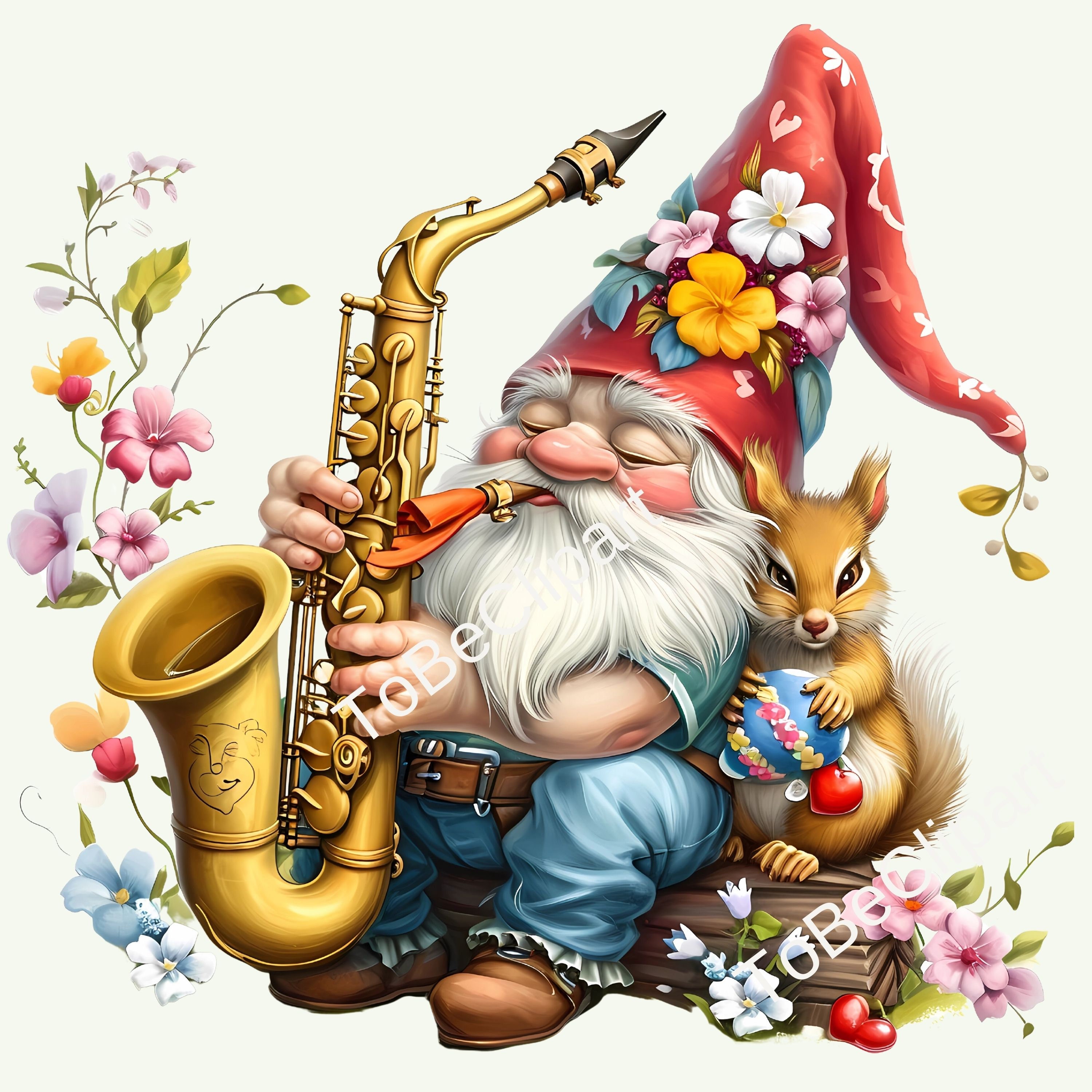 25 PNG Gnomes Clipart, Musical Clipart, Watercolor Clipart, Fantasy ...