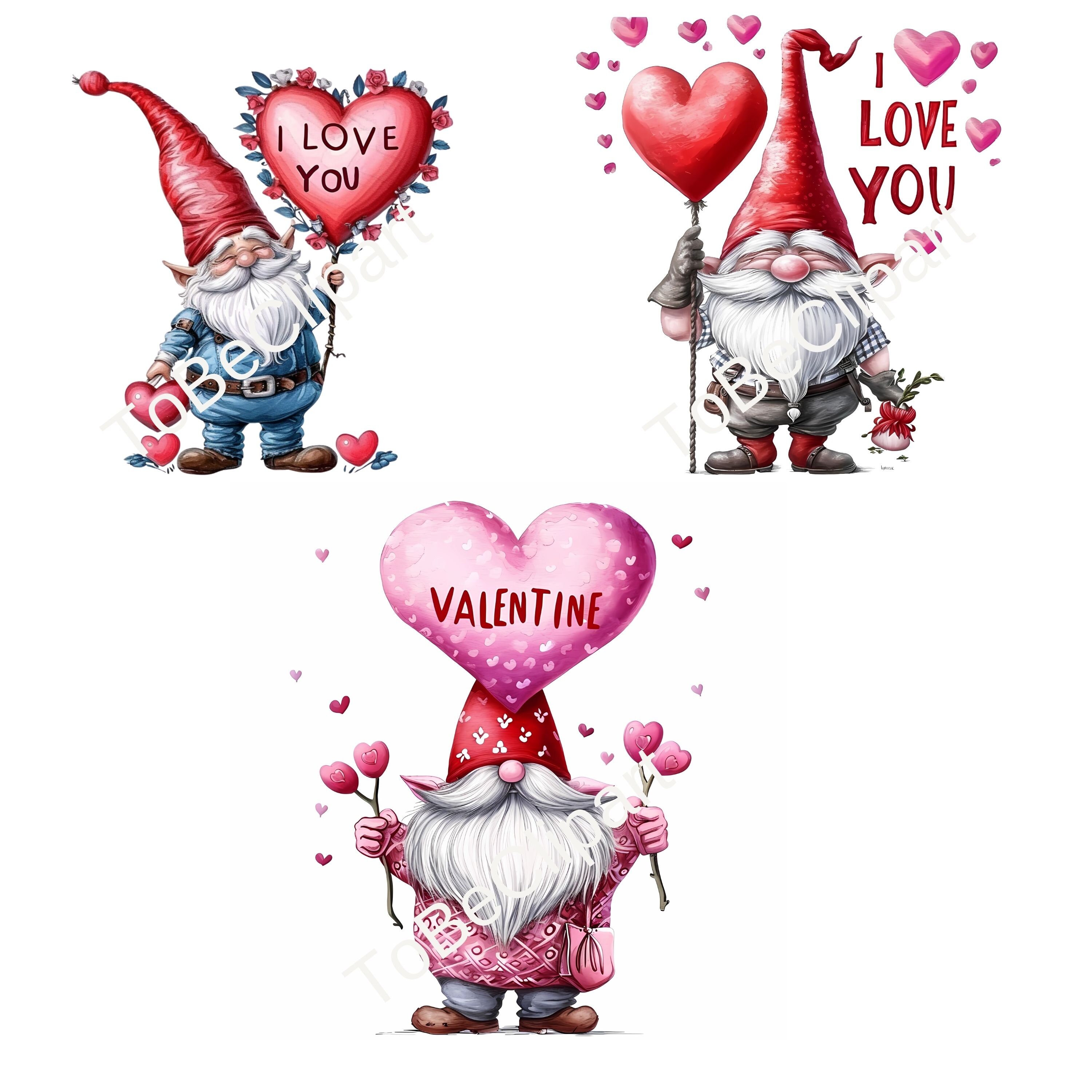 30 PNG Gnomes Clipart, Valentines Day Clipart, Watercolor Clipart ...