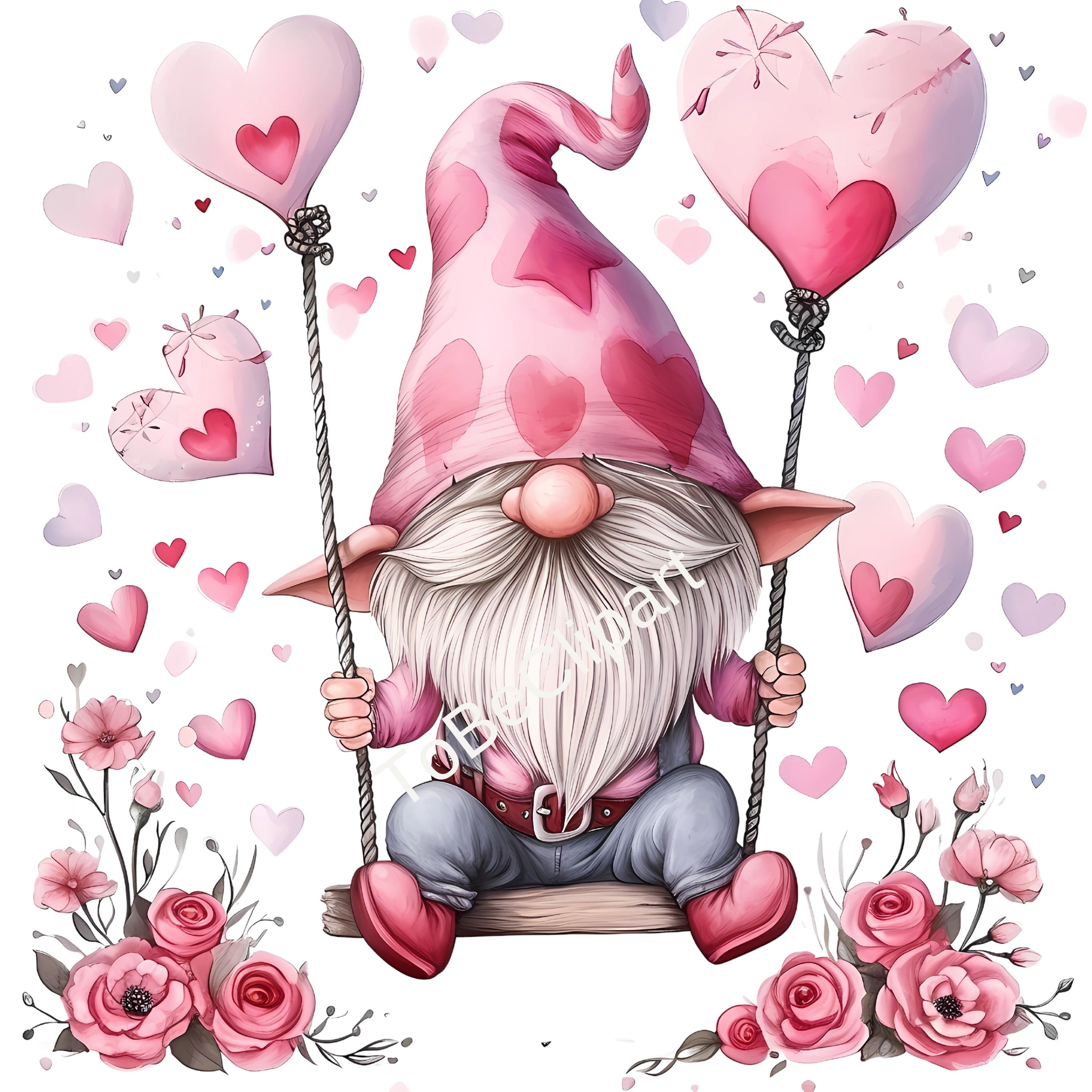 18 PNG Gnomes Clipart, Valentines Day Clipart, Watercolor Clipart ...