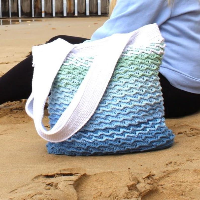 Whispering Waves Tote Bag Crochet Pattern PDF – Textured Bag Design ...