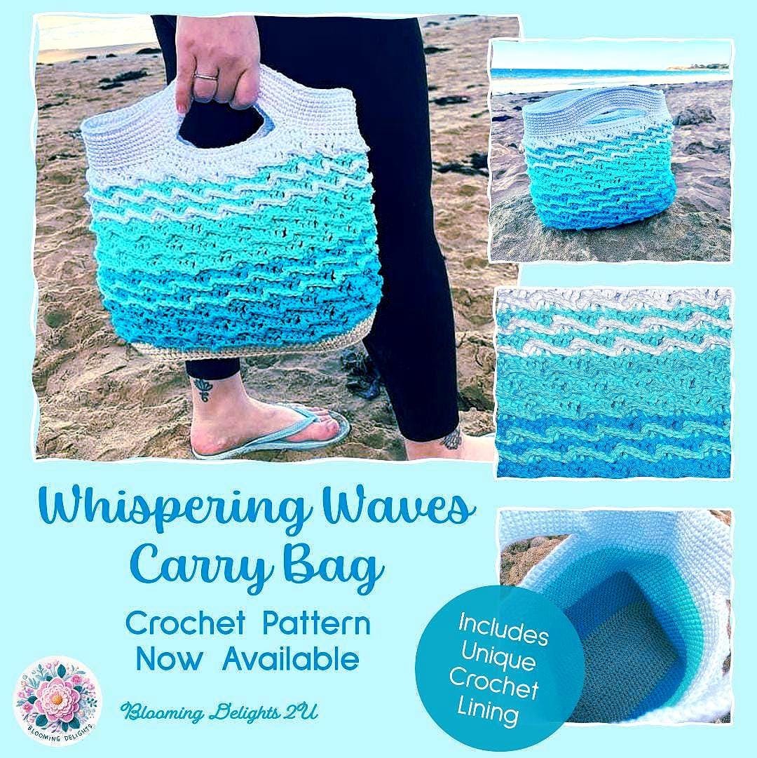 Carry Bag Crochet PDF Download Pattern Beach Whispering Waves Instant ...