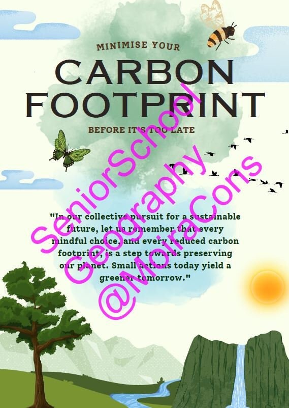 Minimise Carbon Footprint Poster Sustainability, Geography, Ecological ...