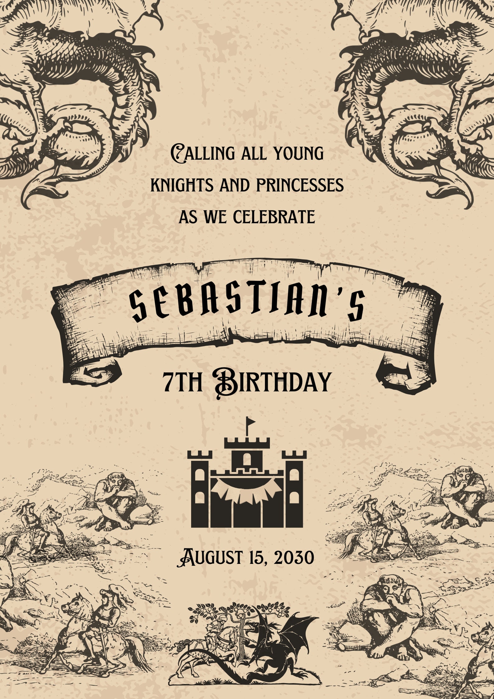 Medieval Birthday Invitation, Invite Template, Birthday Party, Birthday ...