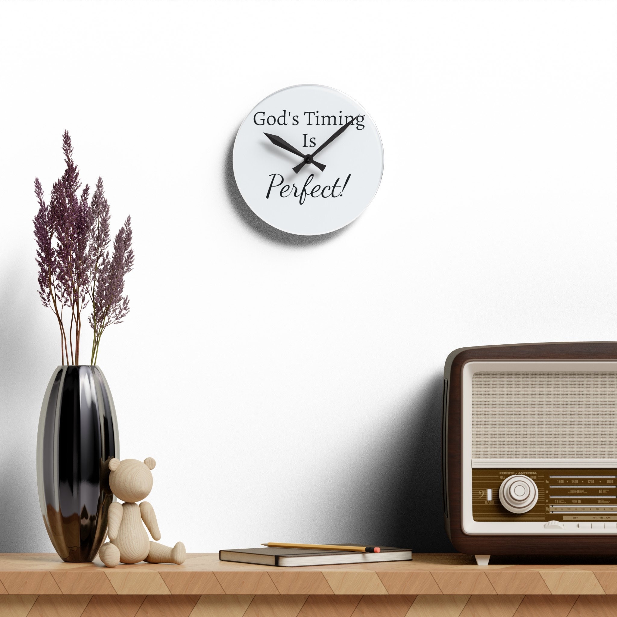 God's Timing is Perfect Acrylic Wall Clock, Christian Clock, Christian ...