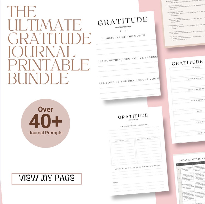 Gratitude Journal Printable BUNDLE Mindfulness Log, Gratitude Template ...