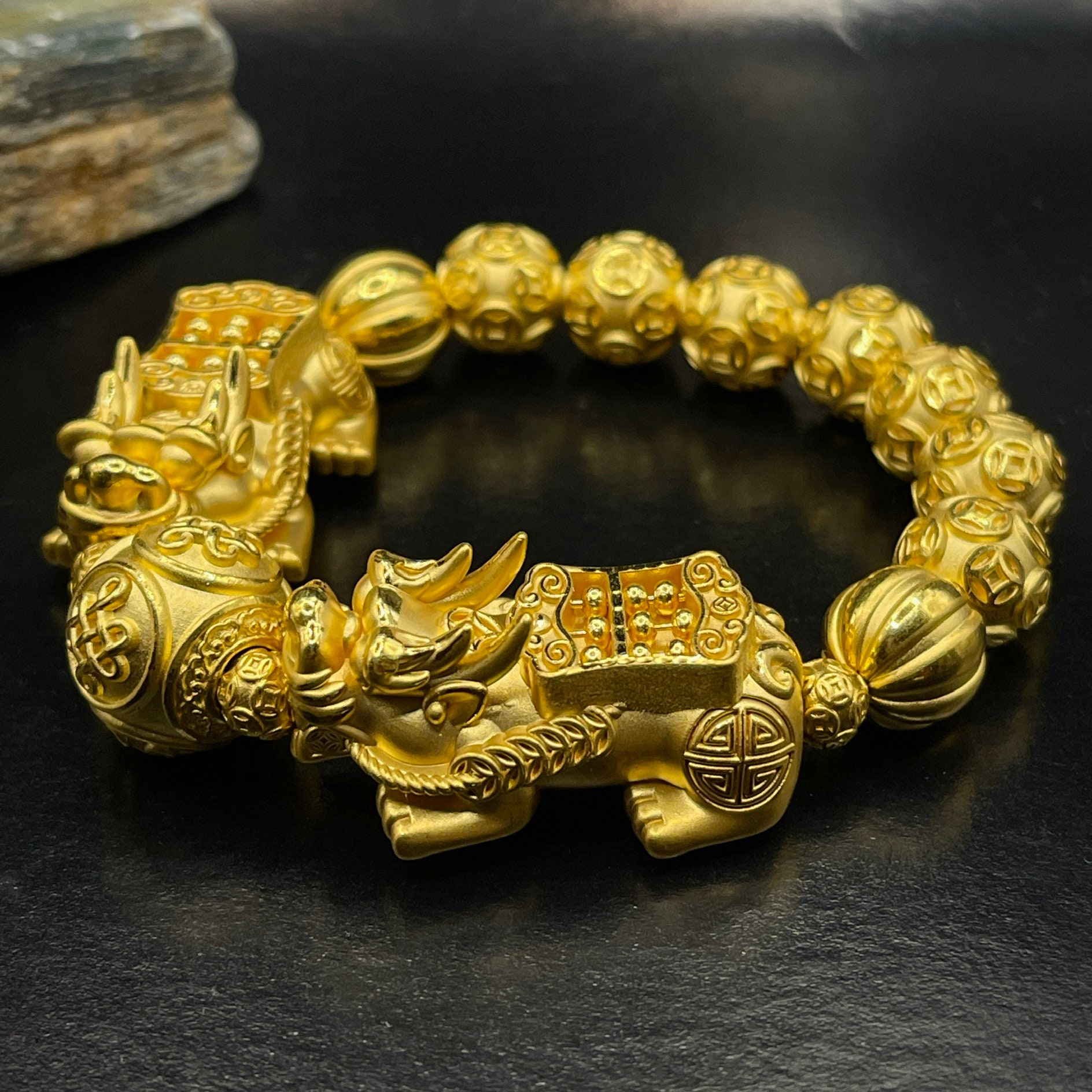 Wealth Magnet: 24K 9999 Gold Pixiu With Abacus in Golden Money Balls ...