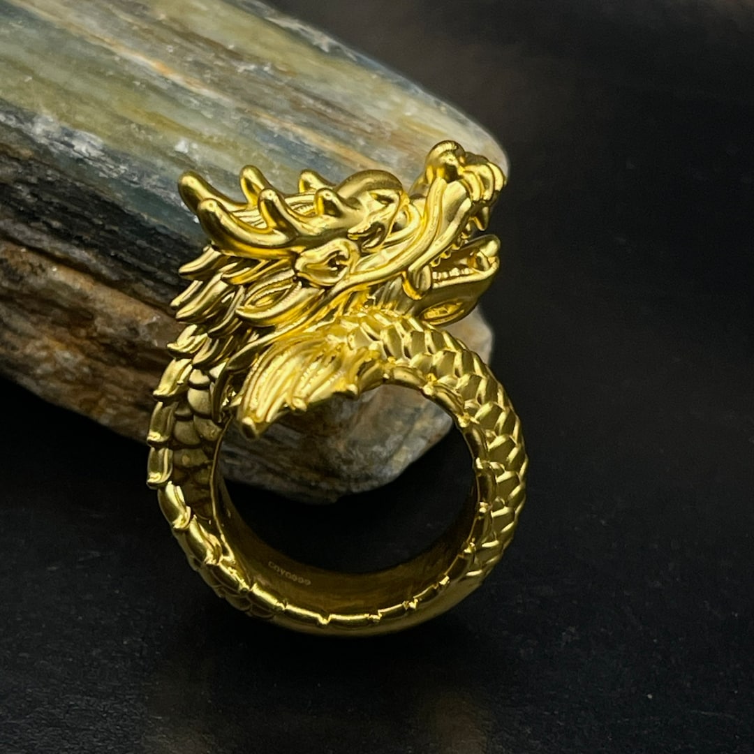24k Real Gold Ring Dragon Ring for Men and Women - Etsy