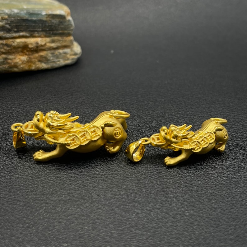 24k Real Gold Exclusive Pixiu Couple Pendants Necklace Anniversary ...