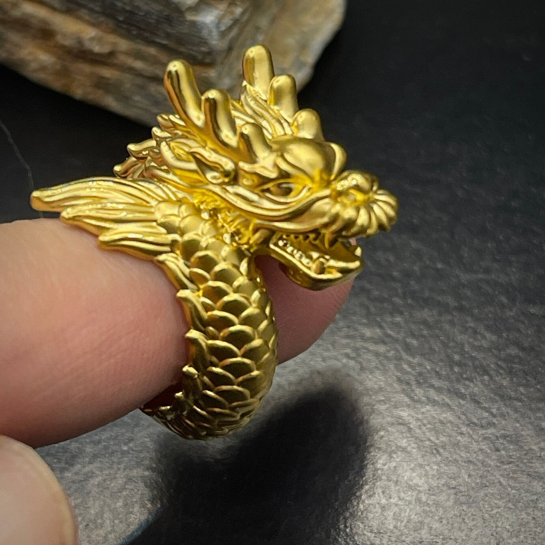 24k Real Gold Ring Dragon Ring for Men and Women - Etsy