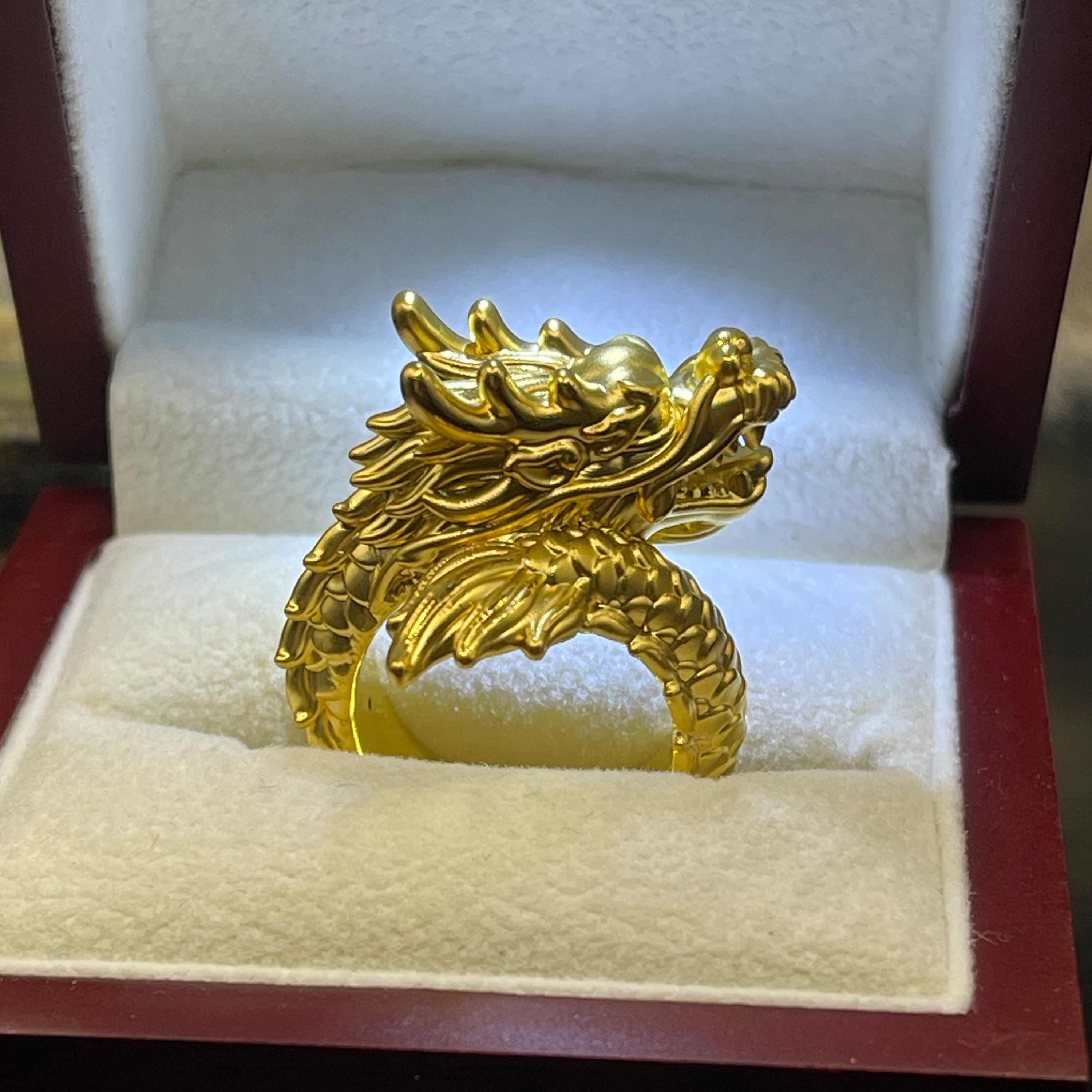 24k Real Gold Ring Dragon Ring for Men and Women - Etsy