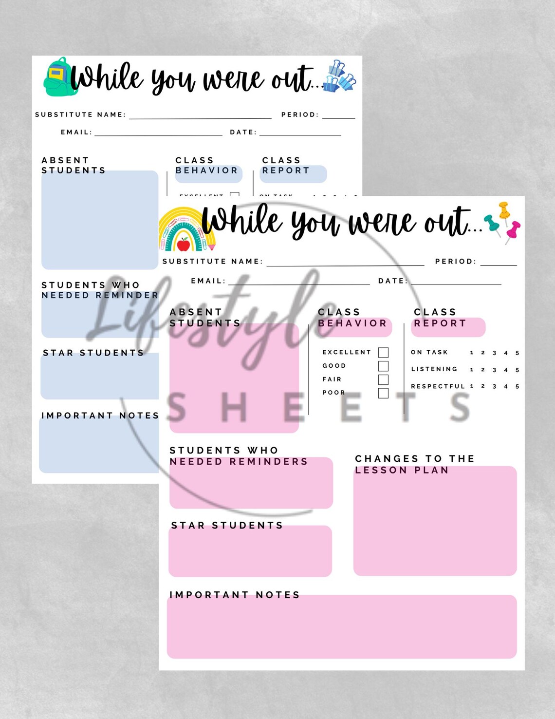 Substitute Teacher Note - While You Were Away - Substitute Resource - Etsy