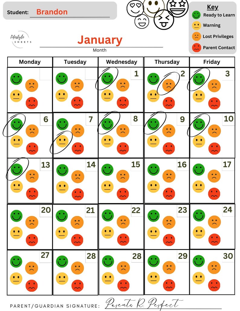 Simple Daily Behavior Chart - Teacher Aid - Elementary Behavior ...