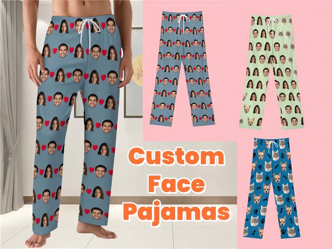 Personalized Face Pajamas, Custom Photo Pajama Pants, Custom Face ...
