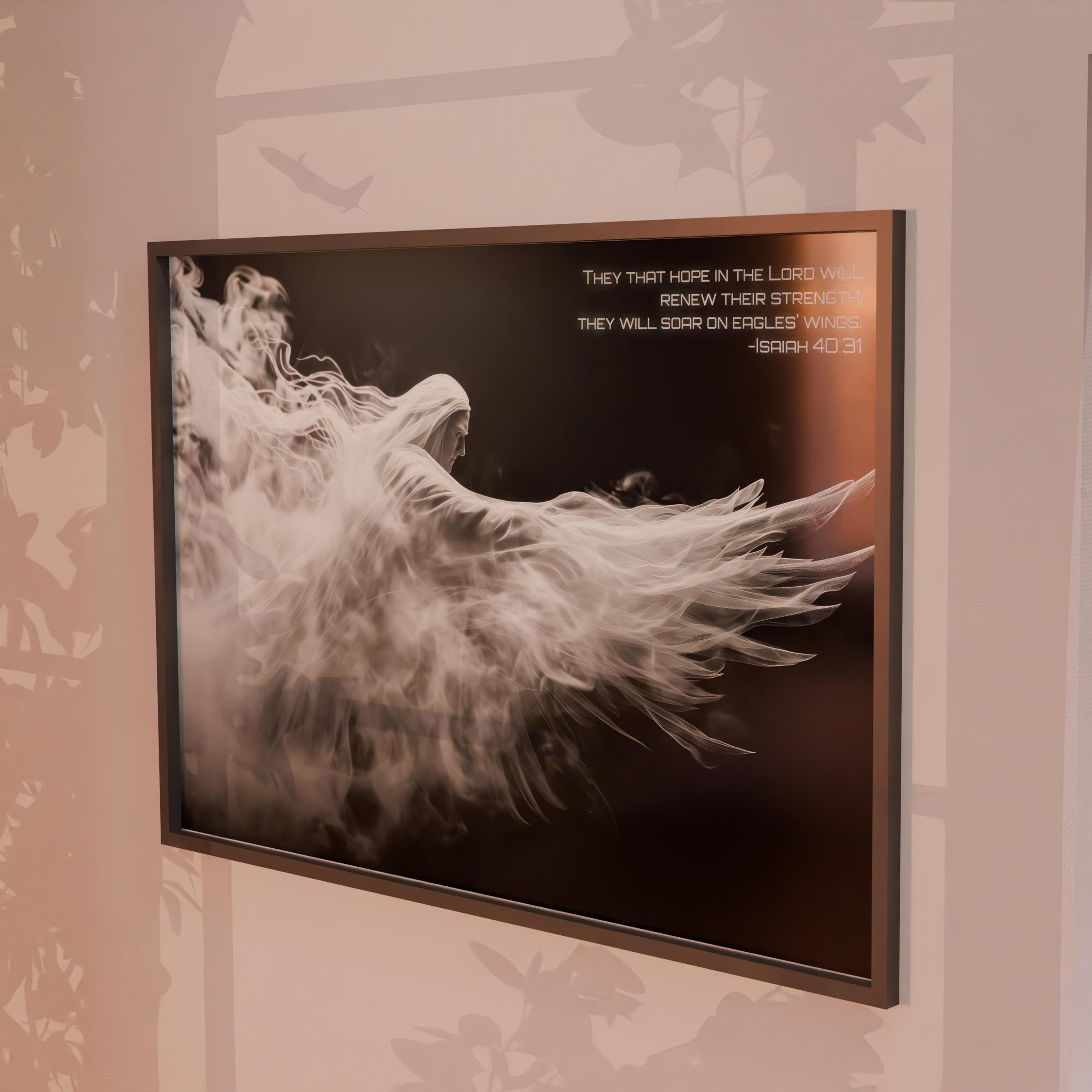 Wings of Eagles Wall Art, Angel Art, Bible Verse Decor, Modern ...