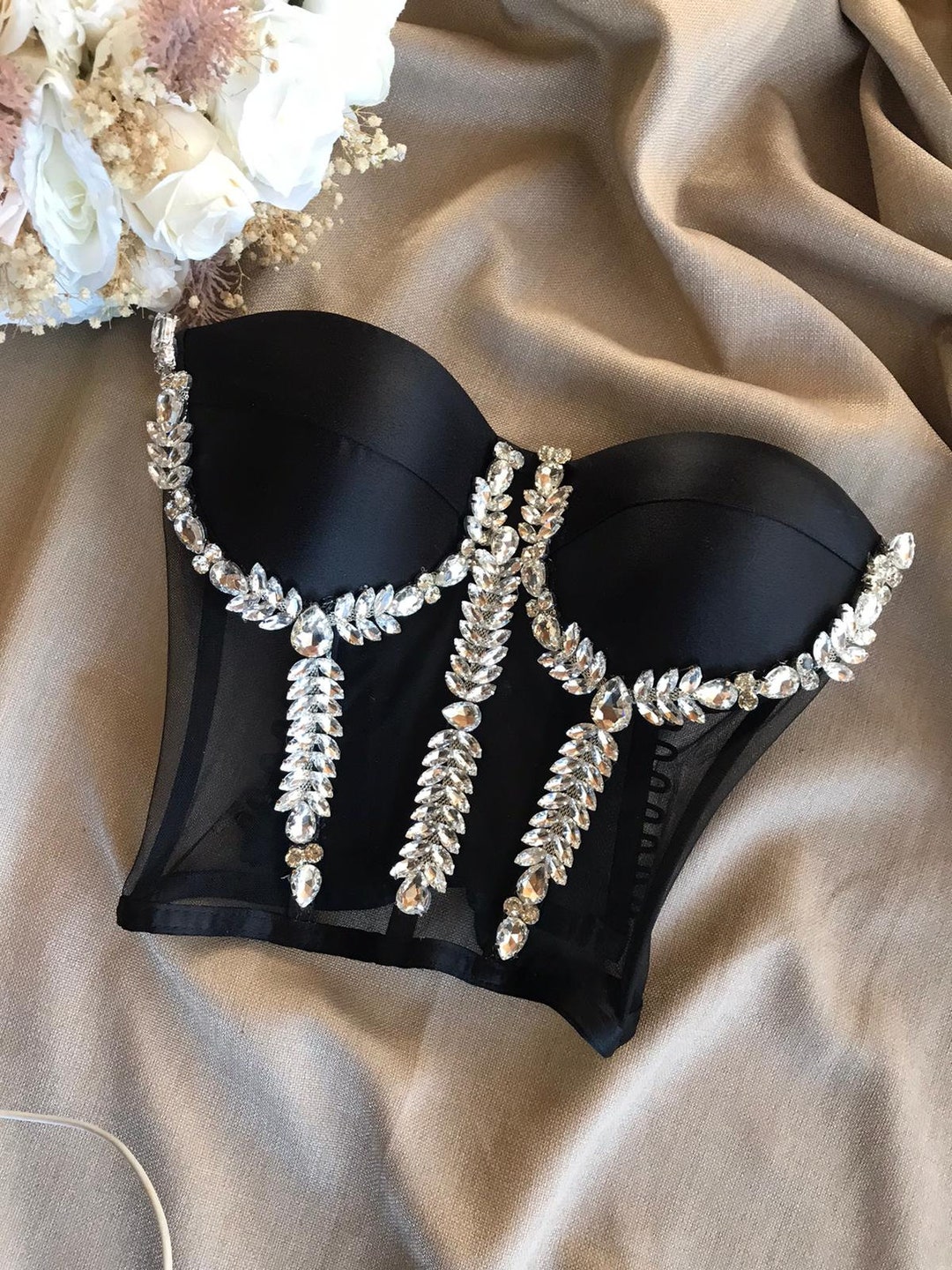 Crystal Stone Black, Short Corset, Corset Top, Bridal Corset - Etsy