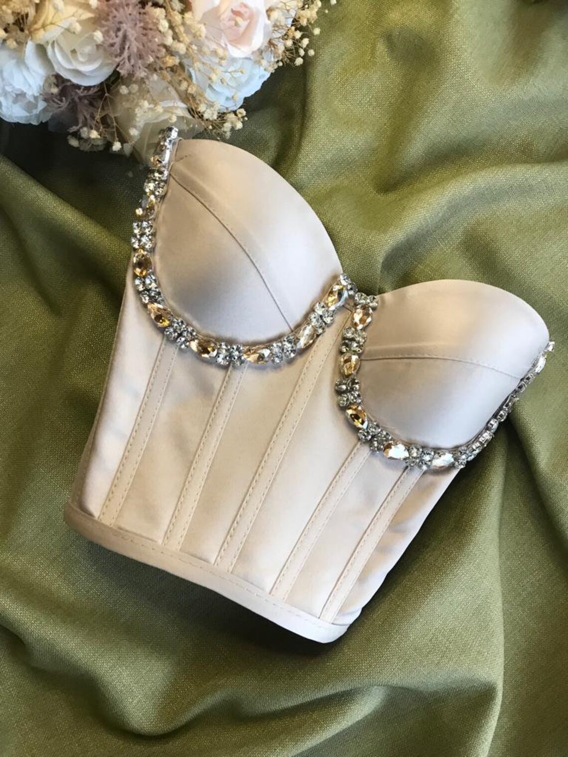 Crystal Stone Beige, Short Corset, Corset Top, Bridal Corset - Etsy