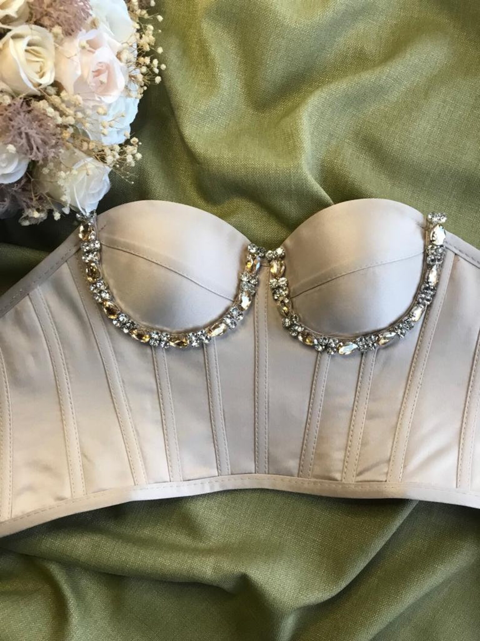 Crystal Stone Beige, Short Corset, Corset Top, Bridal Corset - Etsy