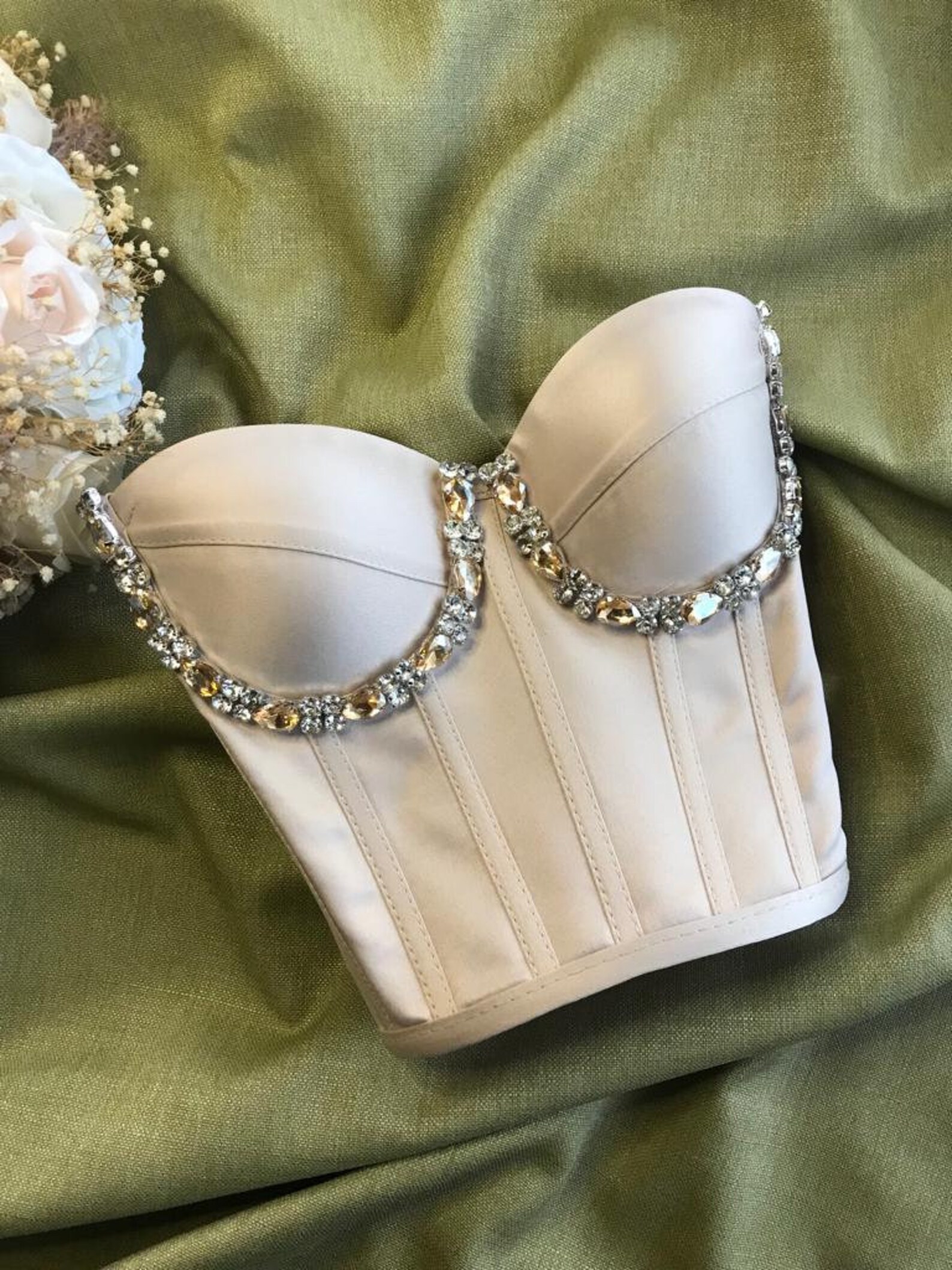 Crystal Stone Beige, Short Corset, Corset Top, Bridal Corset - Etsy
