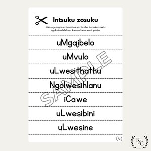 Days of the Week Worksheet Printable Cut and Paste Xhosa - Etsy