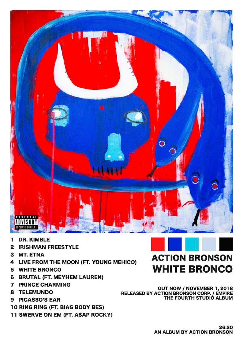 Action Bronson White Bronco Poster Album Cover Wall Art - Etsy