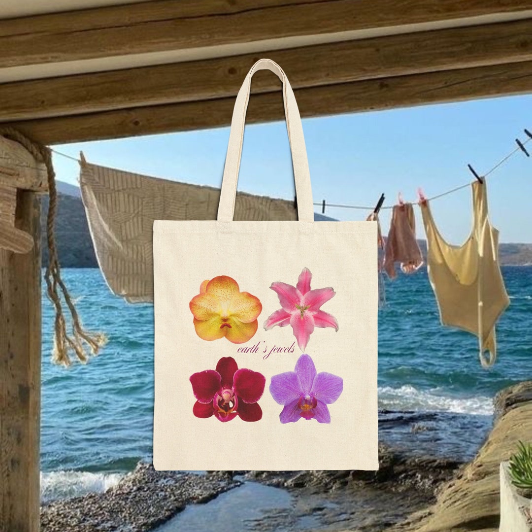 Lily Flower Tote Bag, Hibiscus Flower Tote Bag, Coquette Tote Bag, 90's ...