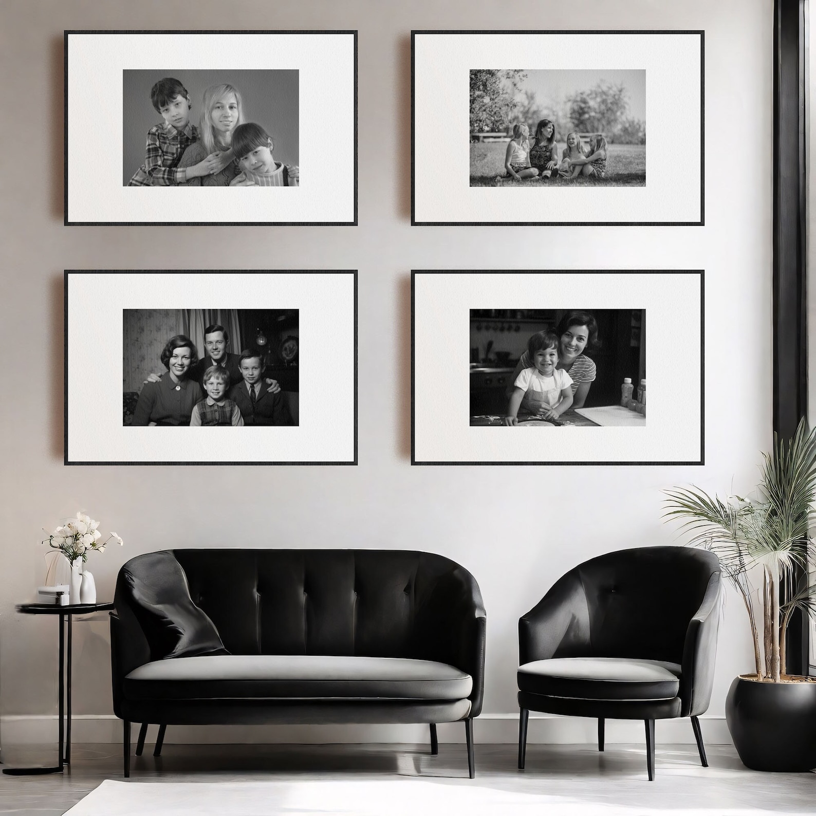 Extra Large Family Photo Gallery Wall, Black Frame Gallery Wall, 36x24 ...