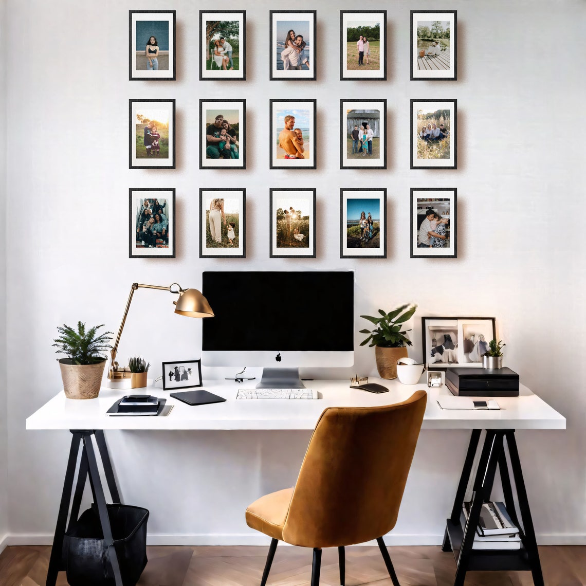 Customizable Family Photo Gallery Wall, Black Frame Gallery Wall, 8x12 ...