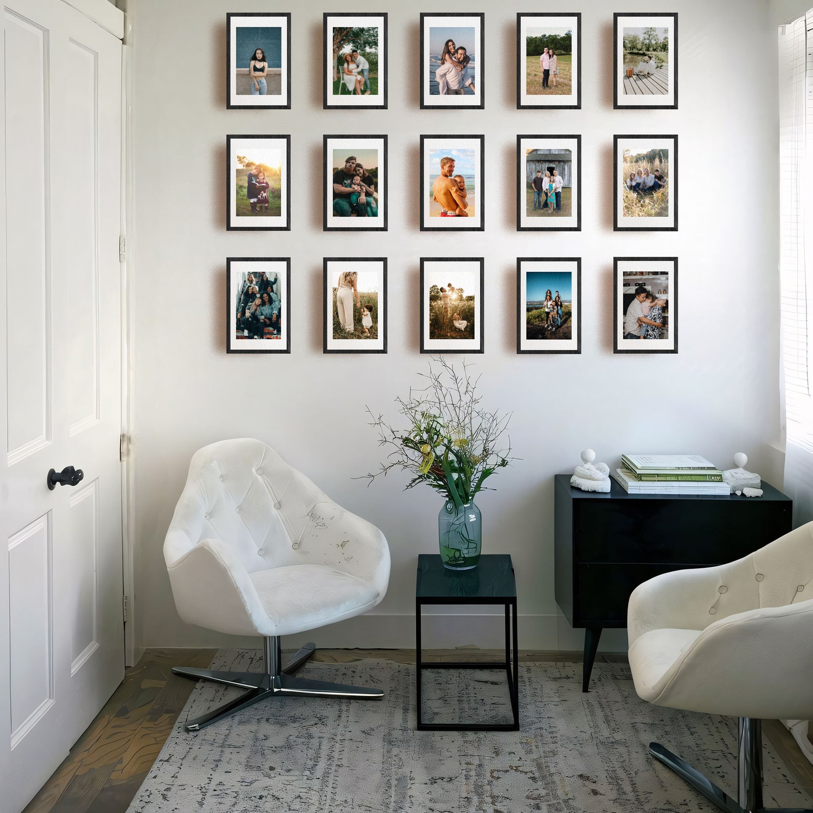 Customizable Family Photo Gallery Wall, Black Frame Gallery Wall, 8x12 ...