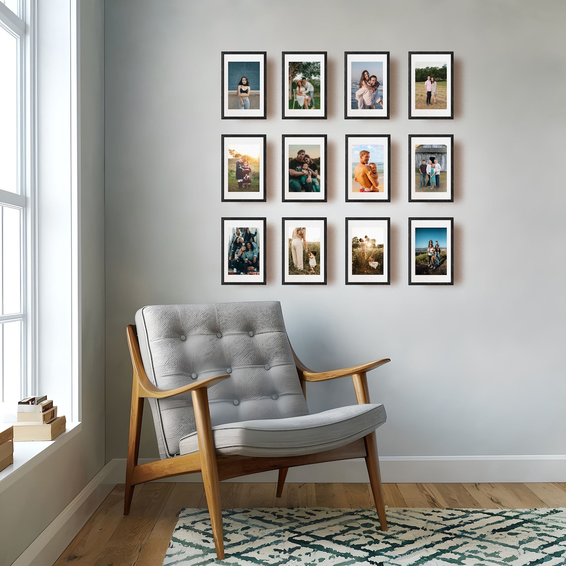 Customizable Family Photo Gallery Wall, Black Frame Gallery Wall, 8x12 ...