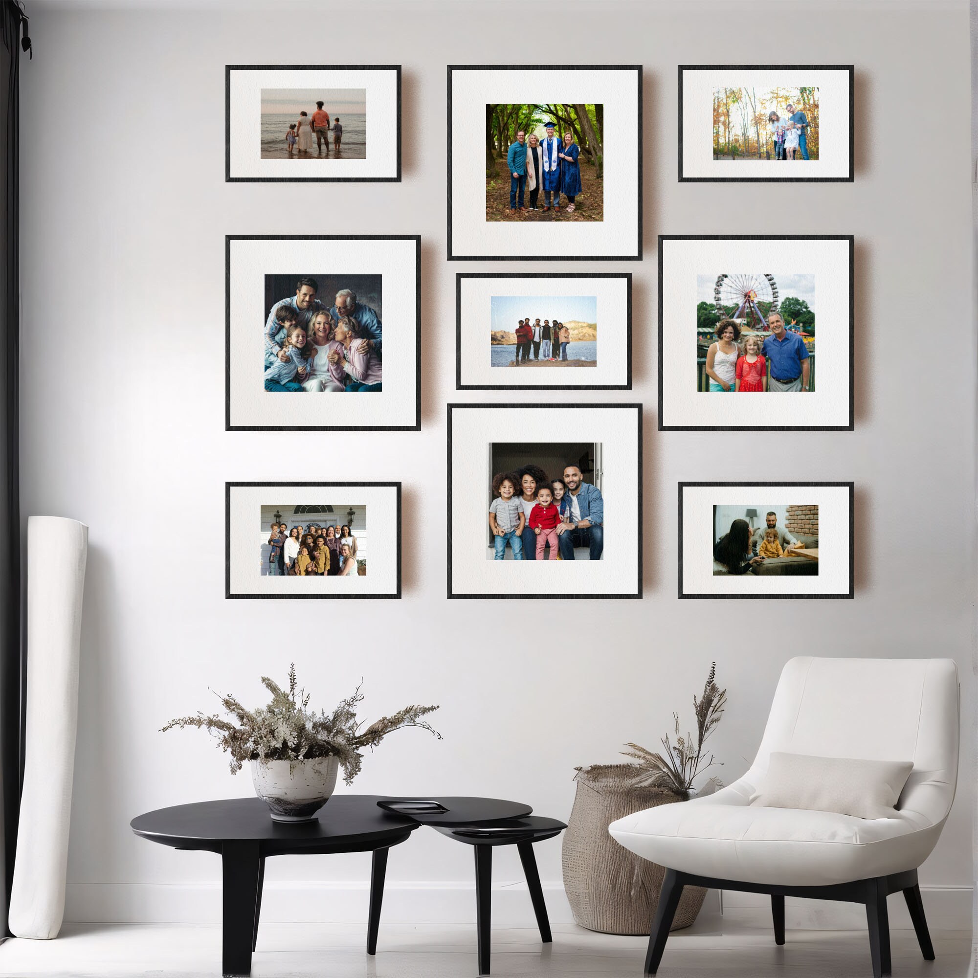 Custom Framed Family Photo Gallery Wall, Family Wall Set, MEGA Set of 9 ...