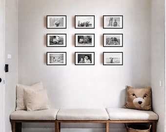 Customizable Family Photo Gallery Wall, Black Frame Gallery Wall, 8x12 ...