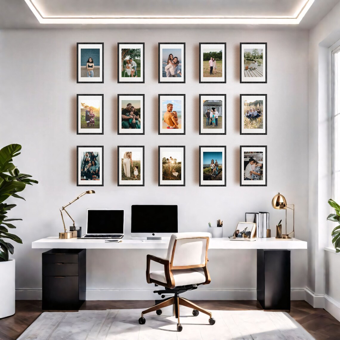 Customizable Family Photo Gallery Wall, Black Frame Gallery Wall, 8x12 ...