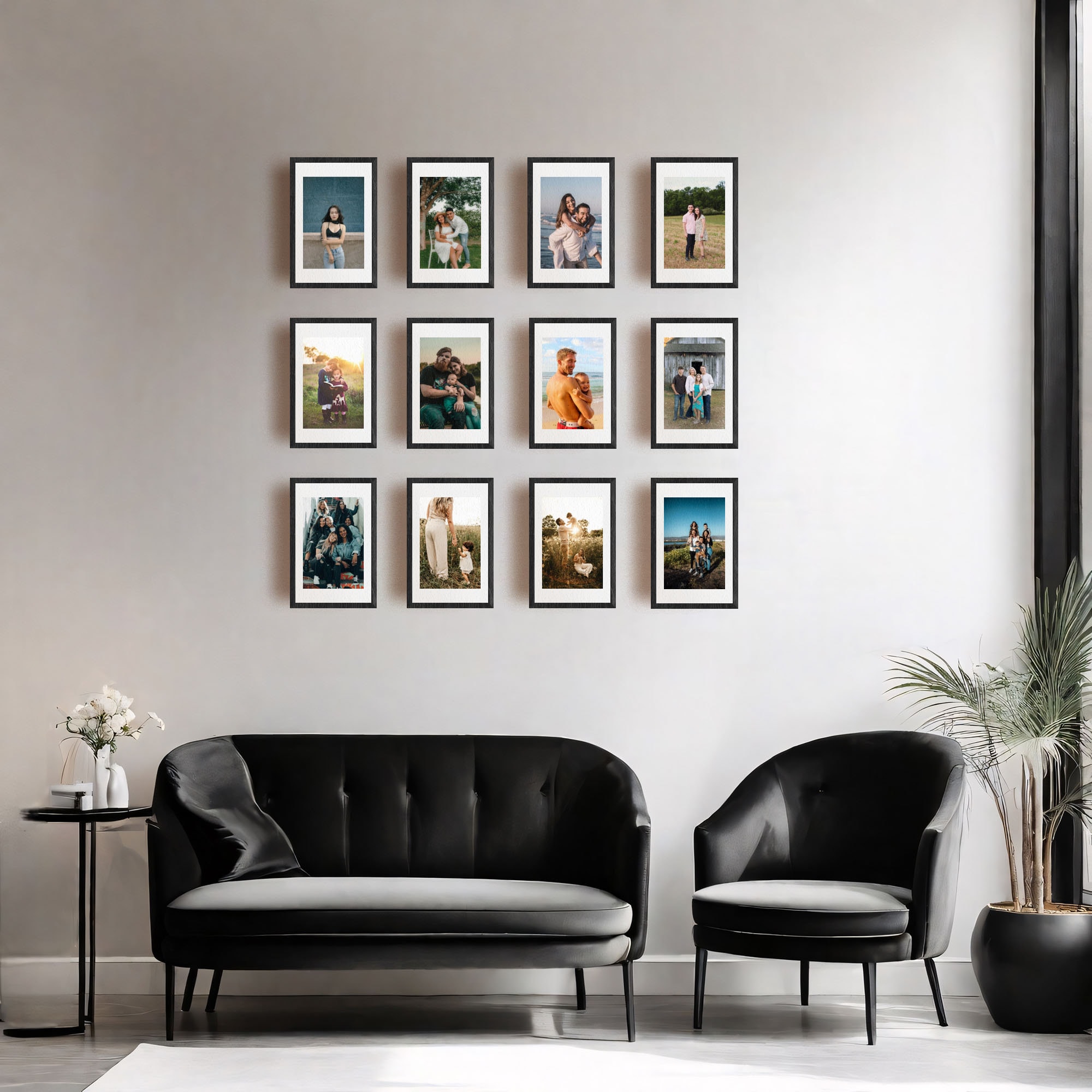 Customizable Family Photo Gallery Wall, Black Frame Gallery Wall, 8x12 ...